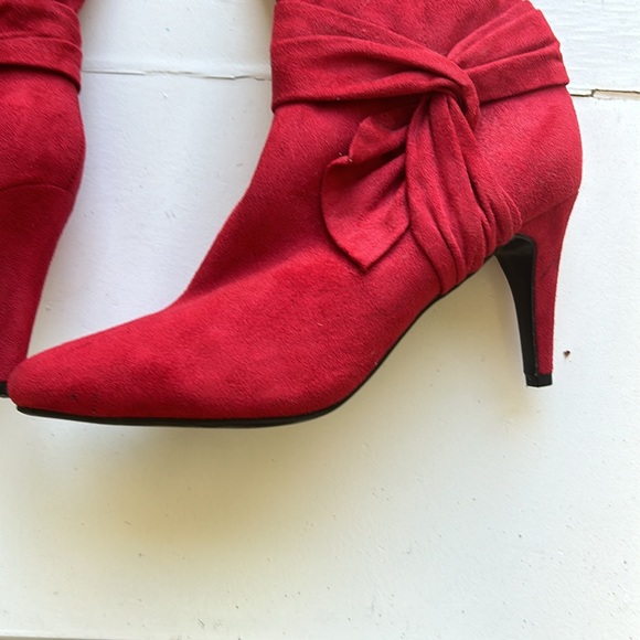 Anastasia | Shoes | Red High Heel Boots Faux Suede Size 8 About A 3 ...